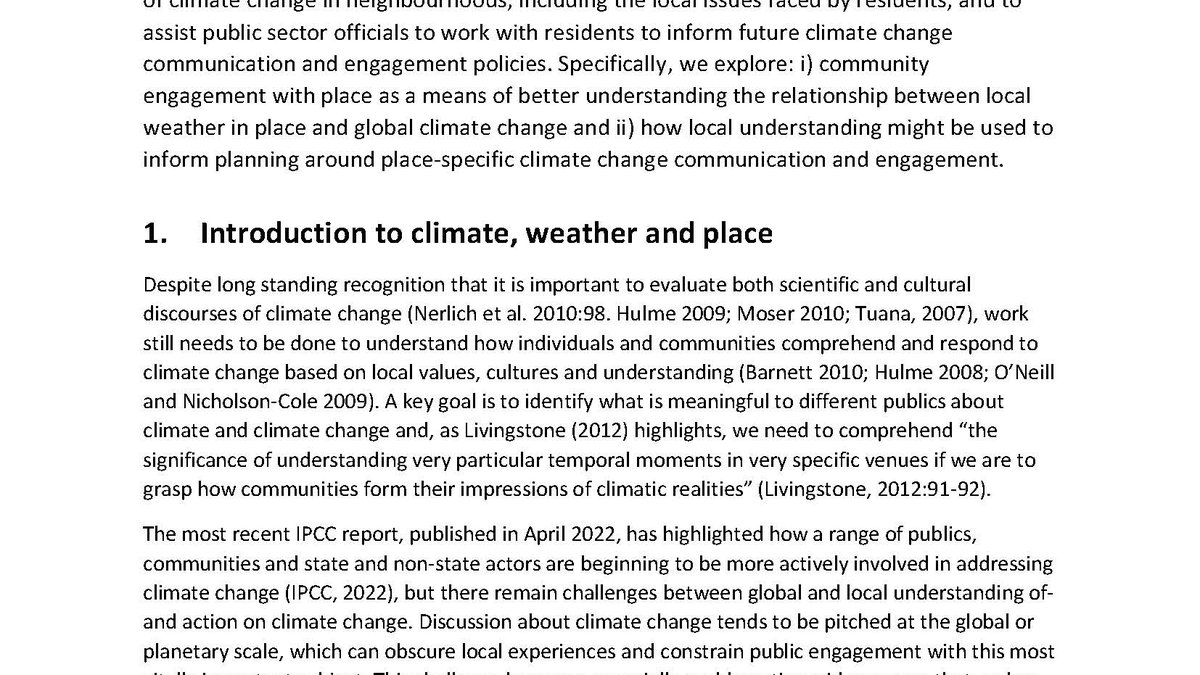 Situating climate change: understanding the importance of climate ...